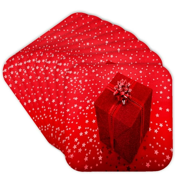 3drose, Bright Red Starry Present I, Set of 8 Coasters - Cork - Walmart.com