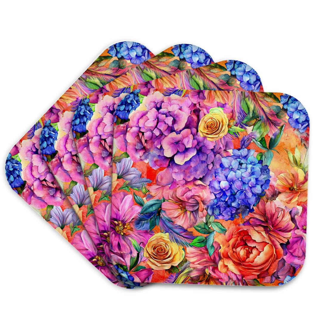 3drose, Bright and Colorful Image of Watercolor Flower Pattern, Set of ...
