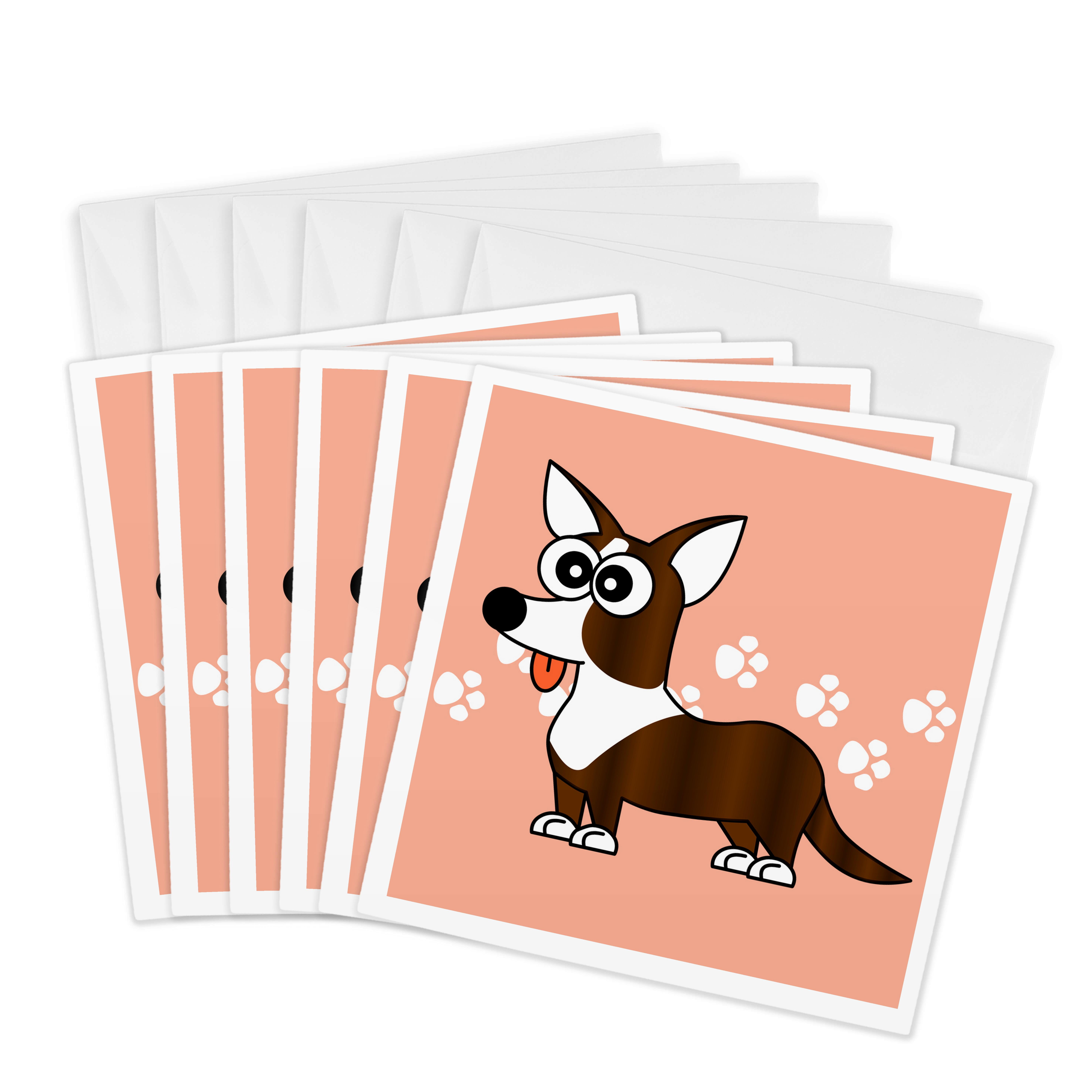 3drose, Brindle Cardigan Corgi with Paw Prints, 6 Greeting Cards with ...