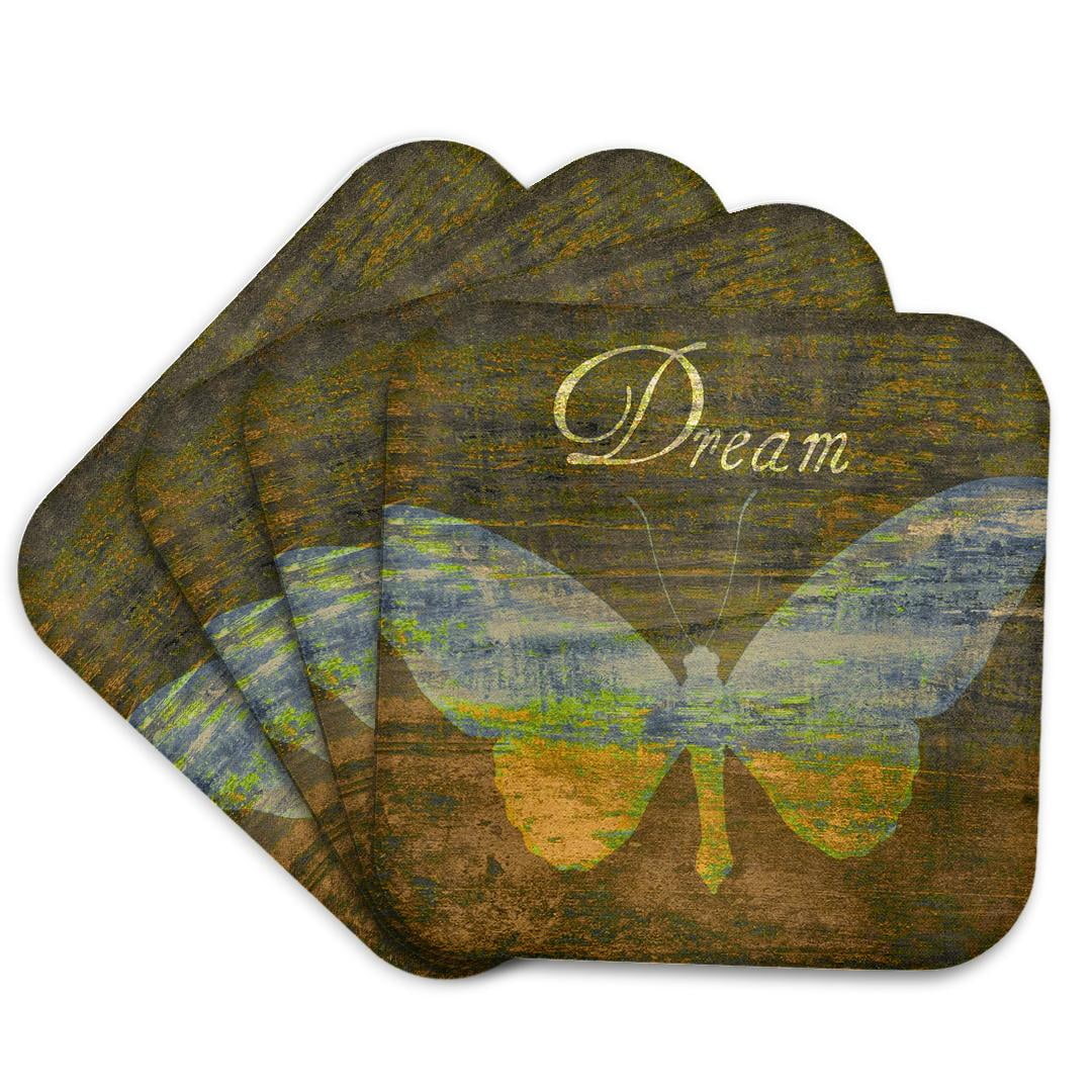 3drose, Bronze Dream Butterfly- Inspirational Words- Art, Set of 4 ...