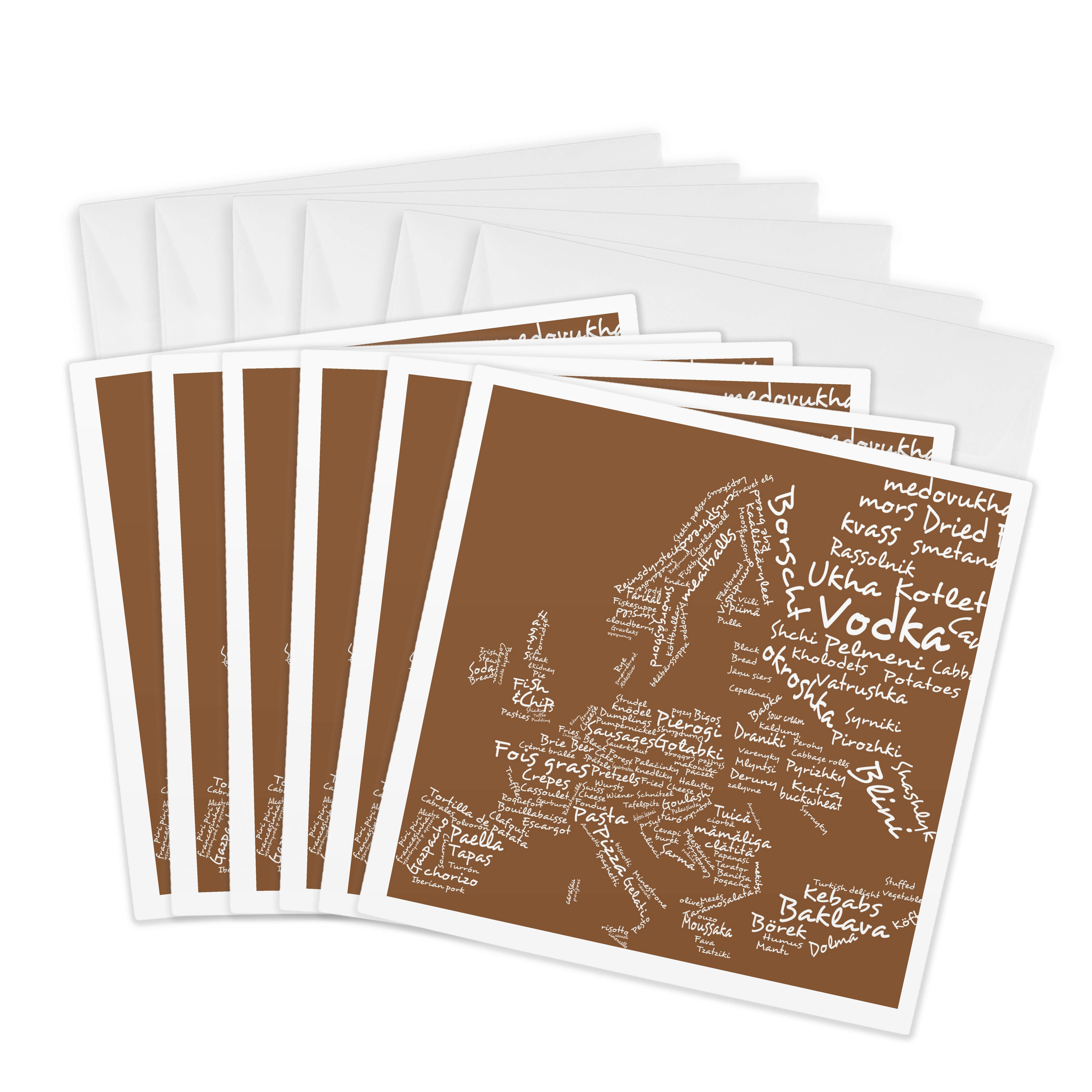 3drose, Brown Typography Food Map of Europe with Words for Local Dishes ...