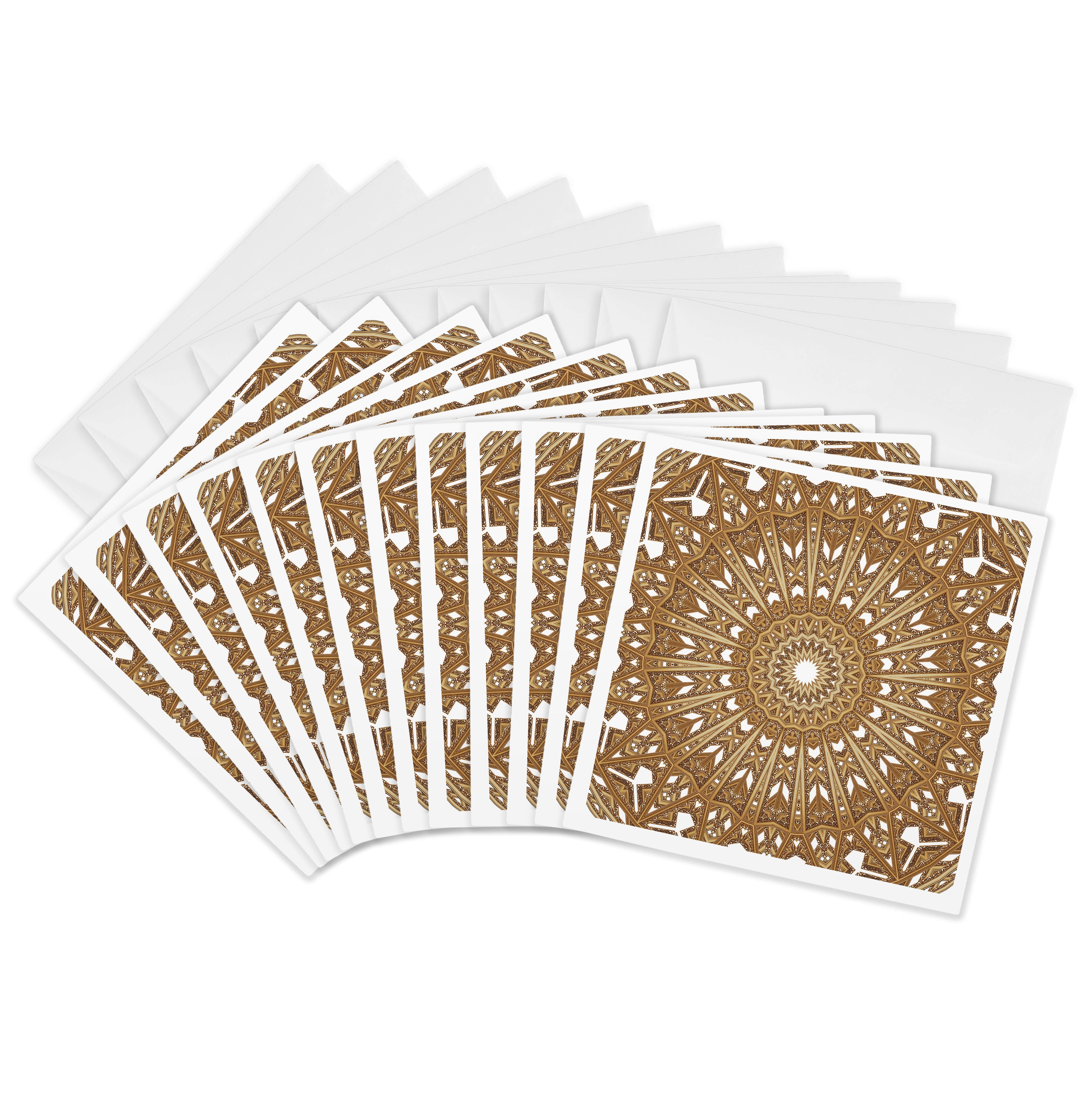 3drose, Brown Variation Decorative Kaleidoscope, 12 Greeting Cards with ...