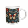 3drose, Butterfly William Morris Style Botanical Floral Red Flowers ...