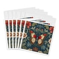 3drose, Butterfly William Morris Style Botanical Floral Red Flowers ...