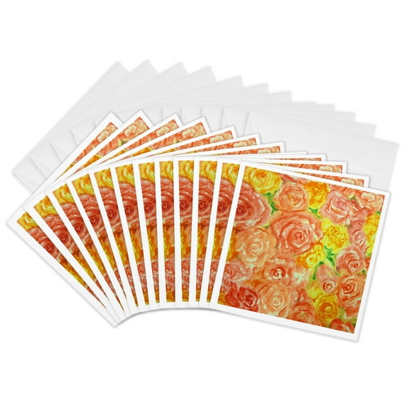 3drose, Cabbage Roses, 12 Greeting Cards with Envelopes - Walmart.com