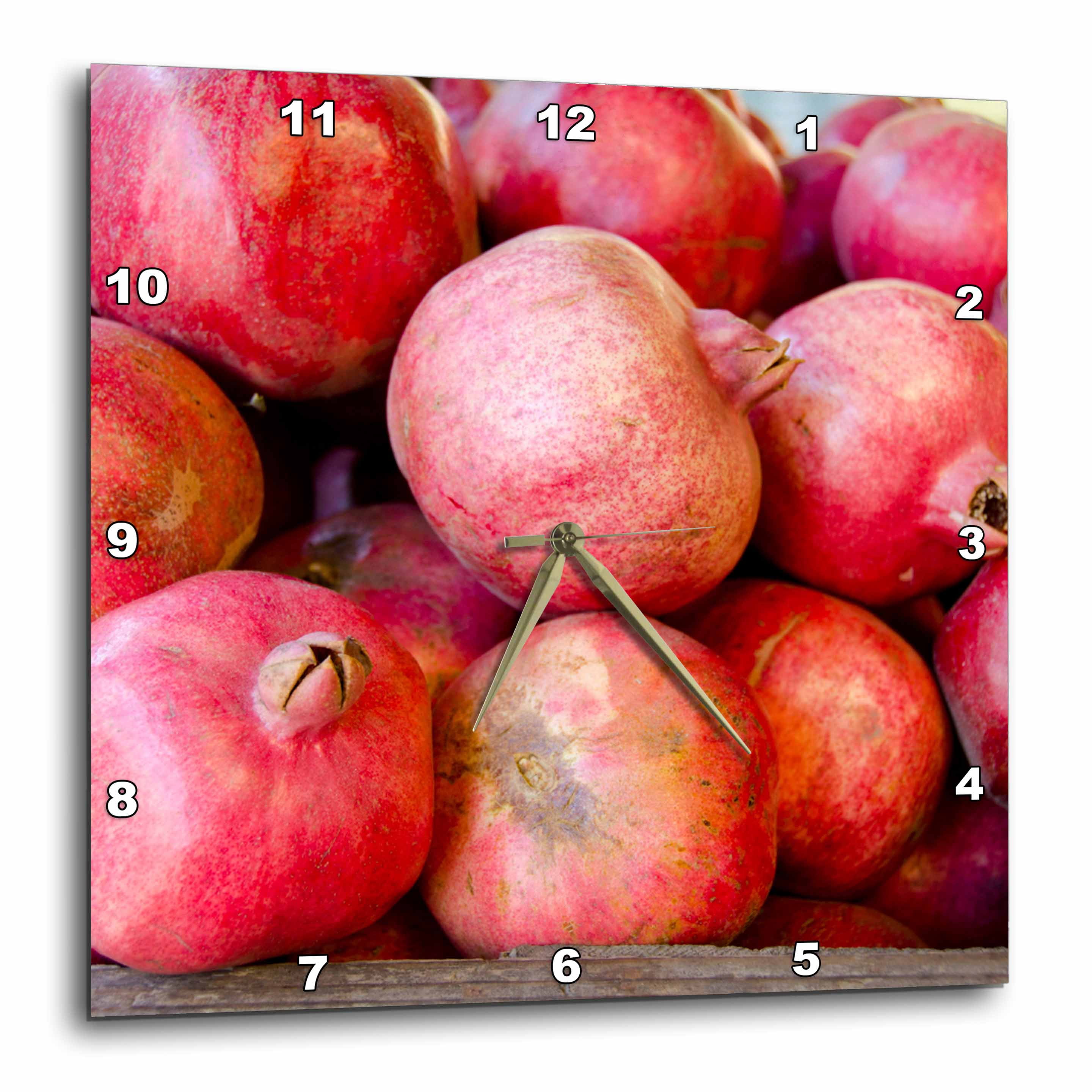 3drose, California Fruit Stand. Fresh Pomegranates., 13x13 Wall Clock ...