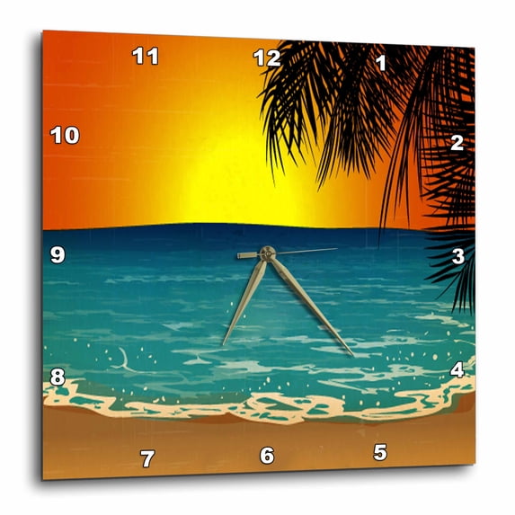 3drose, Calm Ocean Against a Brilliant Yellow and Orange Sunset Design ...