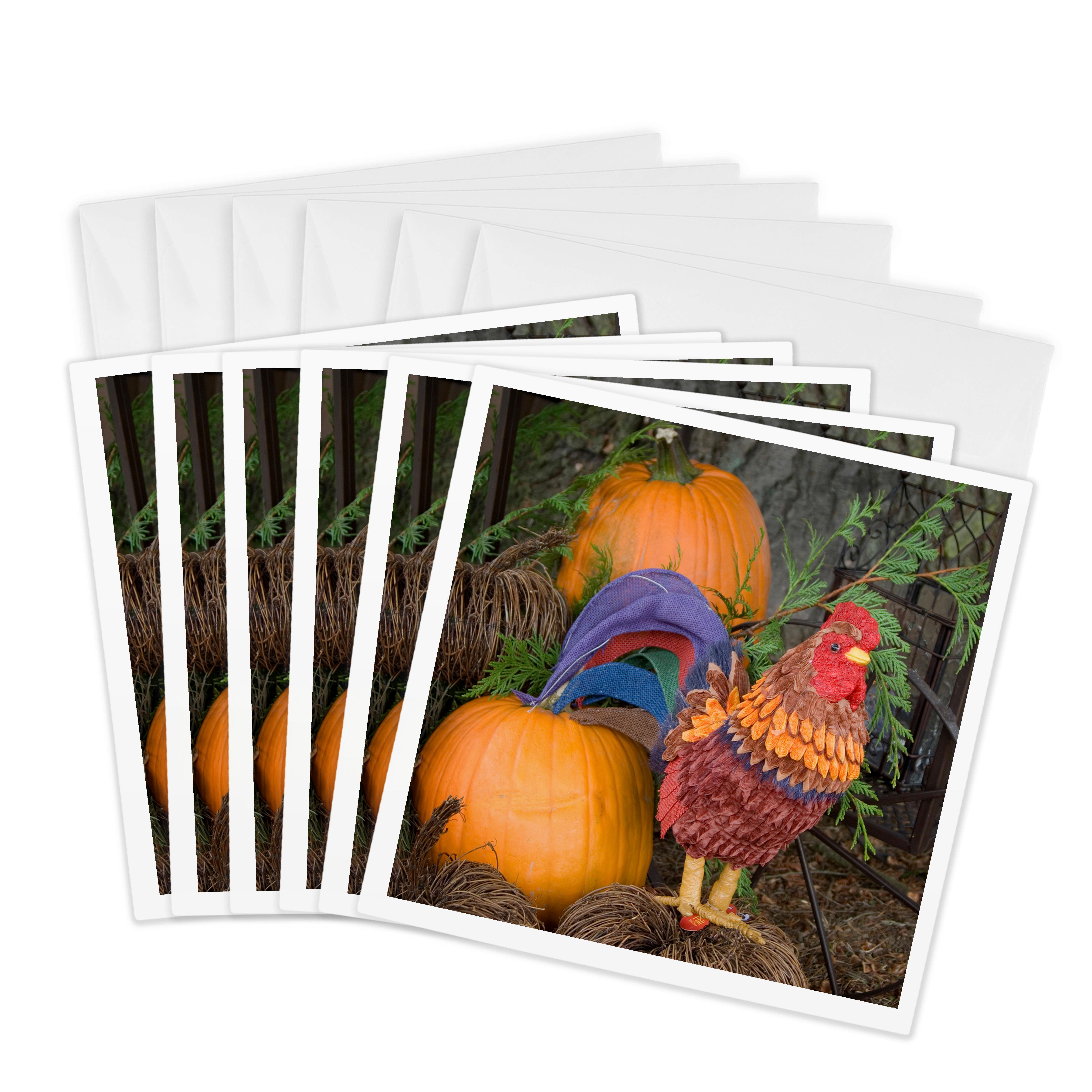 3drose, Canada, B.c., Cowichan Valley. Pumpkins and Folk Art Rooster, 6 ...