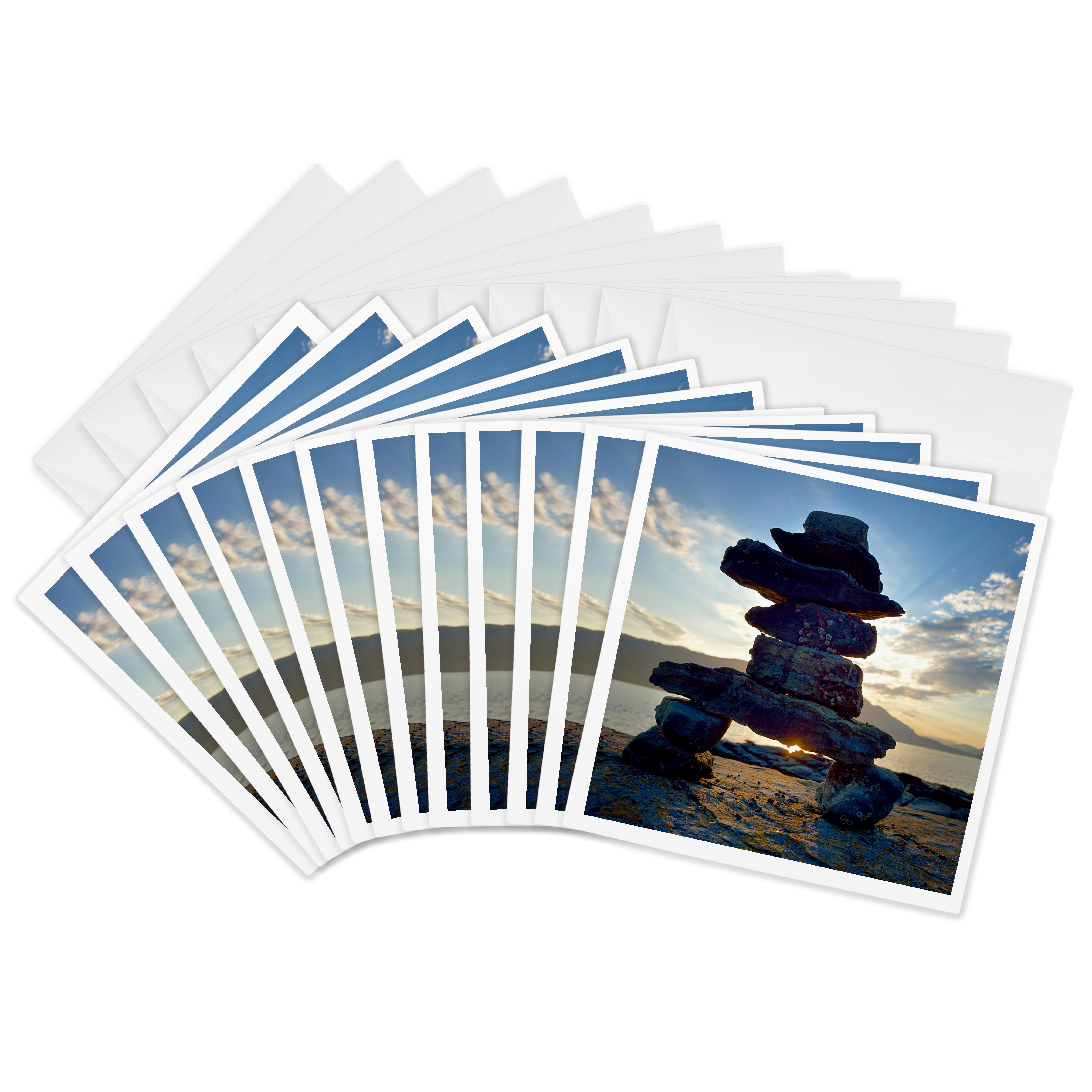 3drose, Canada, B.c., Russell Island. Rock Inukshuk Backlit from the ...