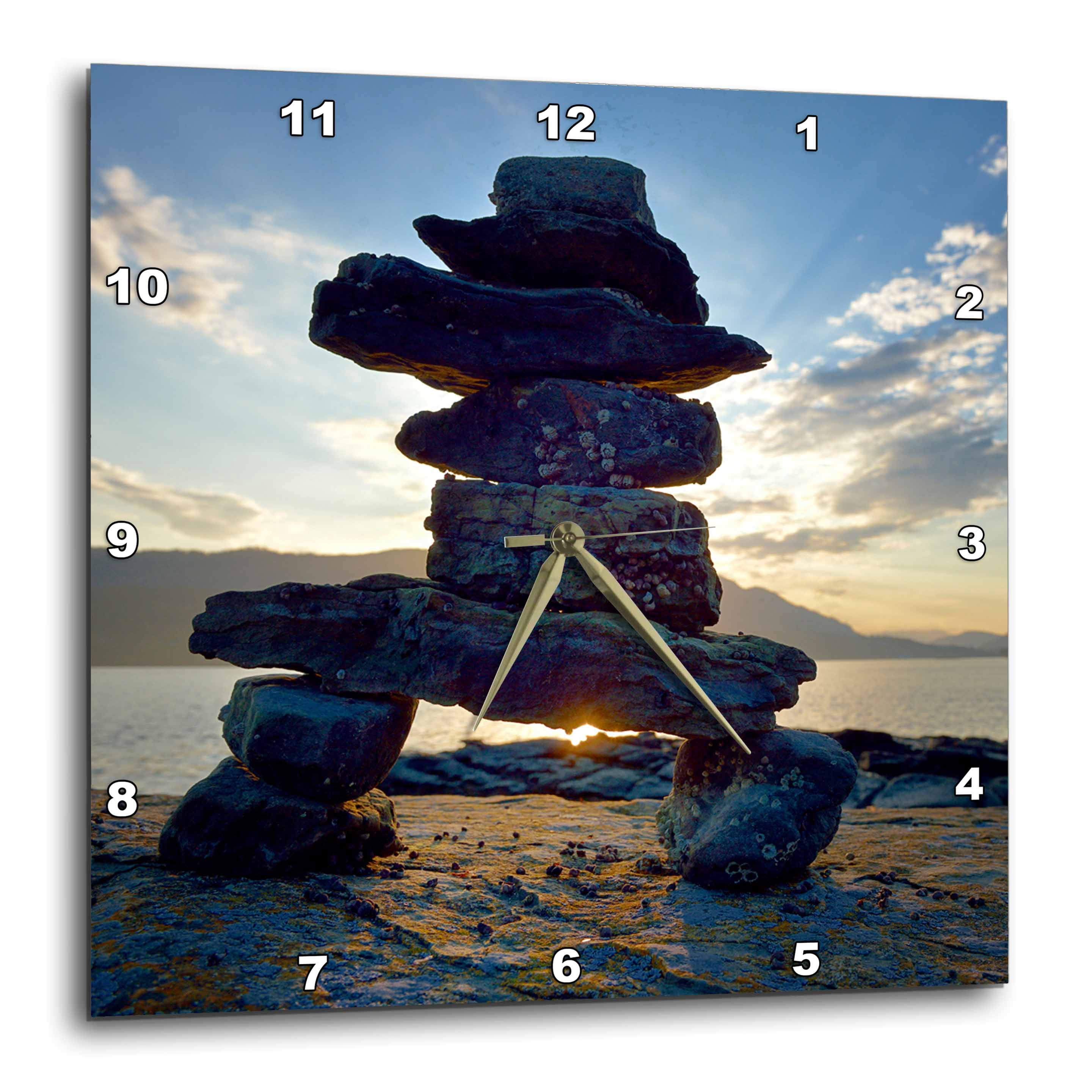 3drose, Canada, B.c., Russell Island. Rock Inukshuk Backlit from the ...