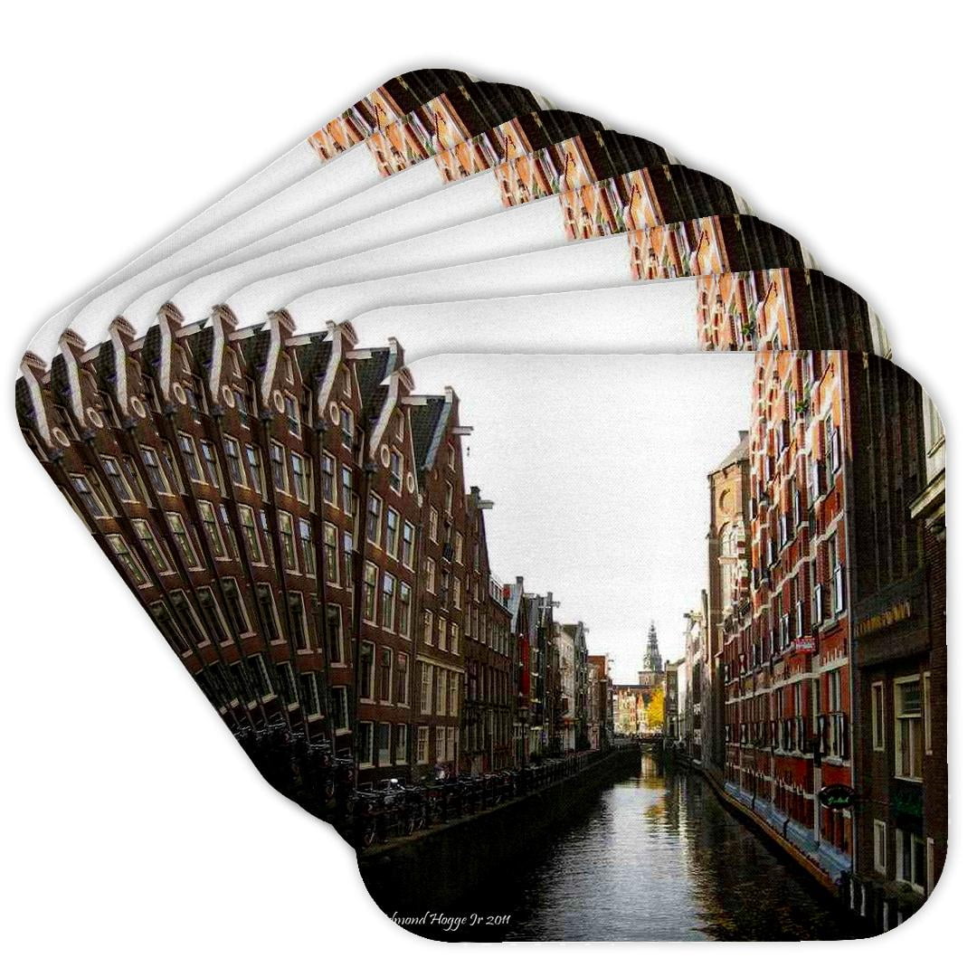 3drose, Canals in Amsterdam, Set of 8 Coasters - Cork - Walmart.com