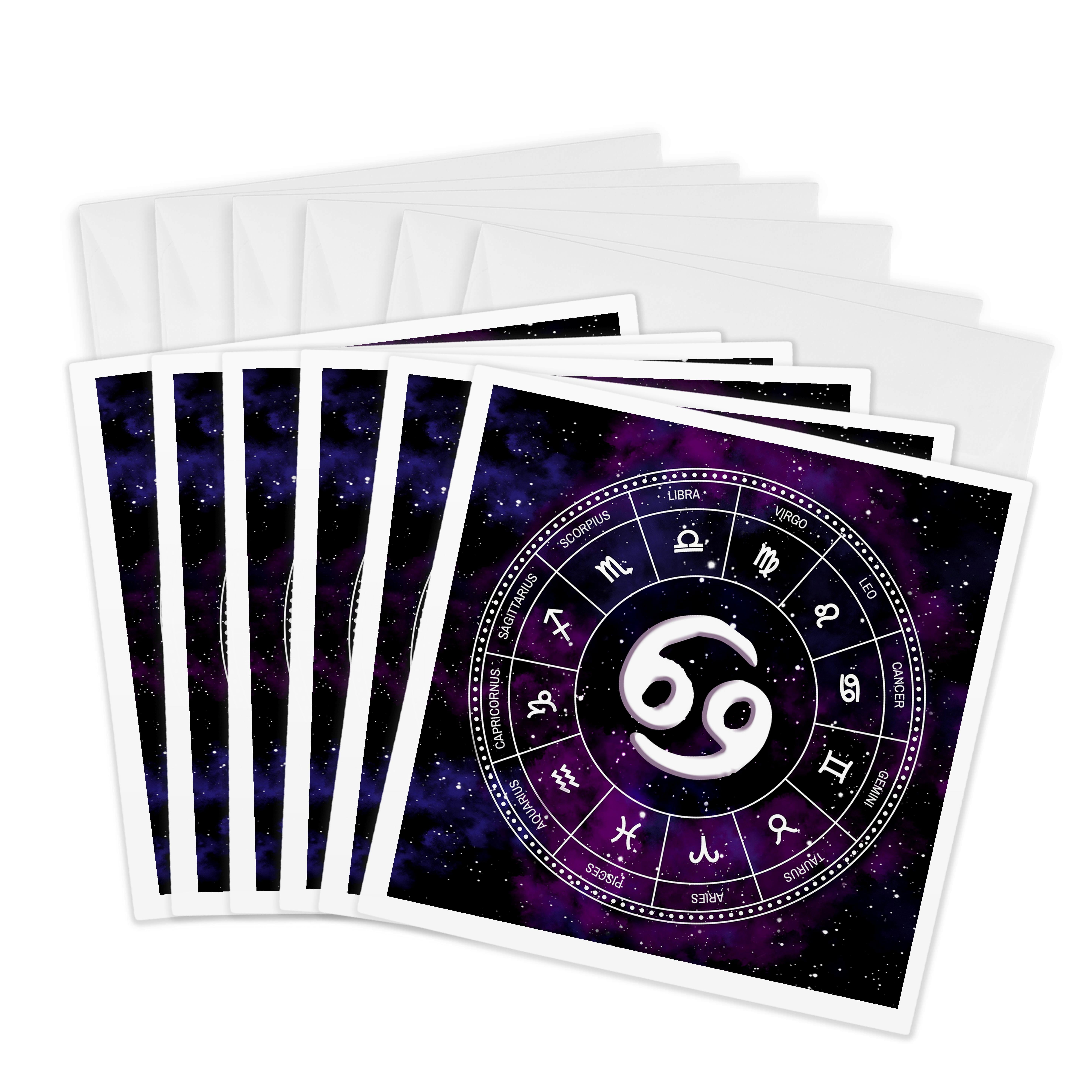 3drose, Cancer Zodiac Sign Stylish Astrology Gift. White Stars, Purple ...