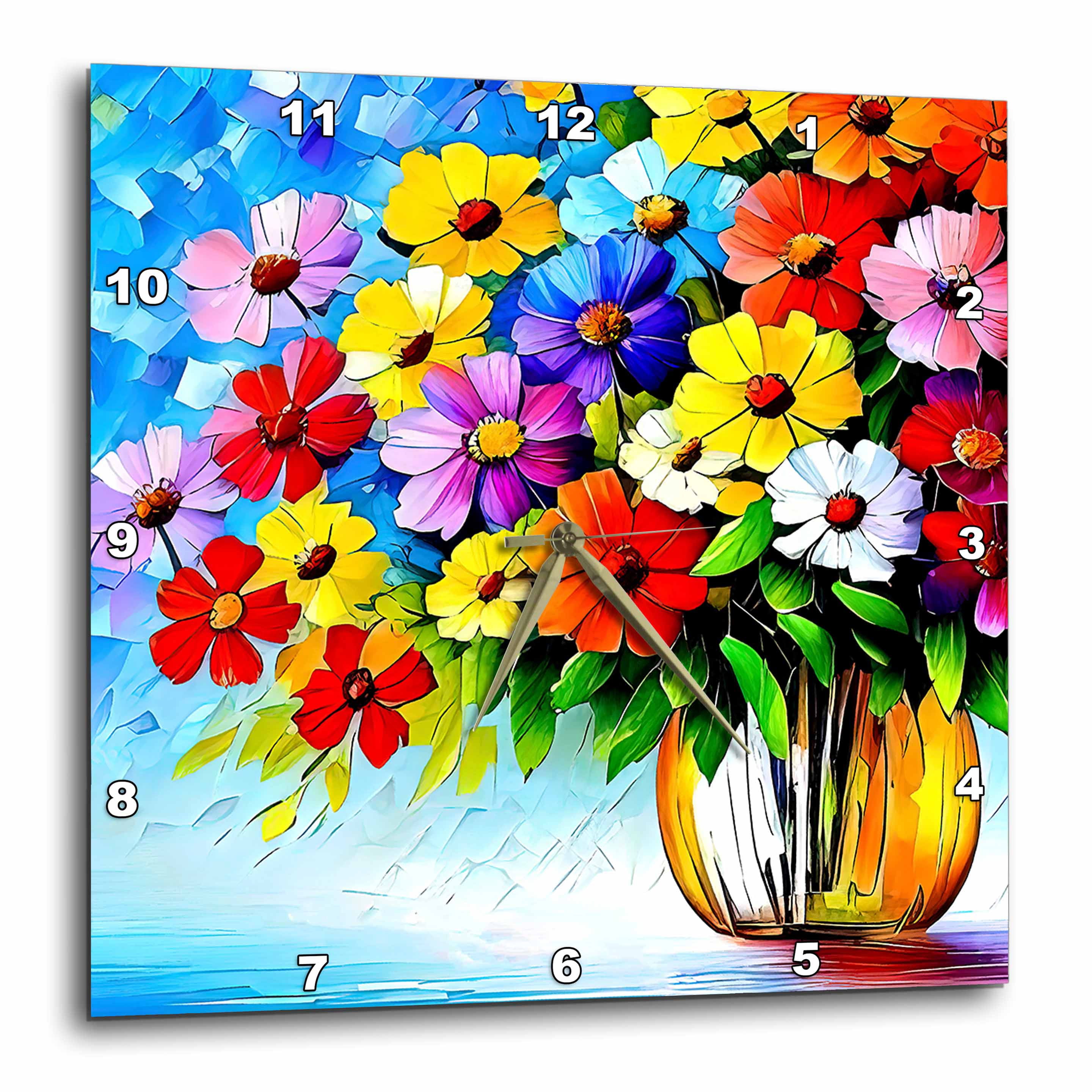 3drose, Candy Sweet Bunch of Colorful Summer Flowers in a Glass Vase ...
