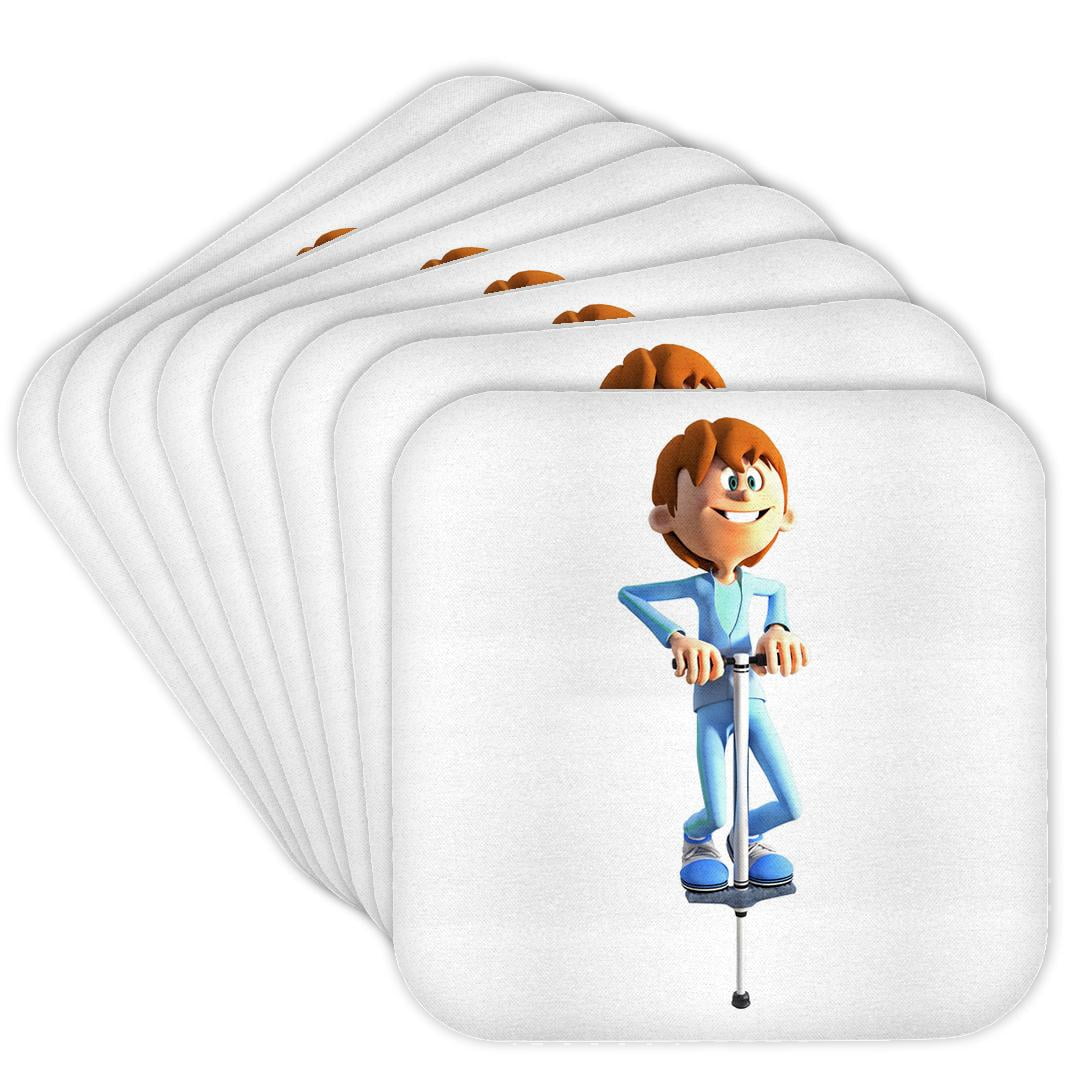 3drose, Cartoon Boy on a Pogo Stick, Set of 8 Coasters - Soft - Walmart.com