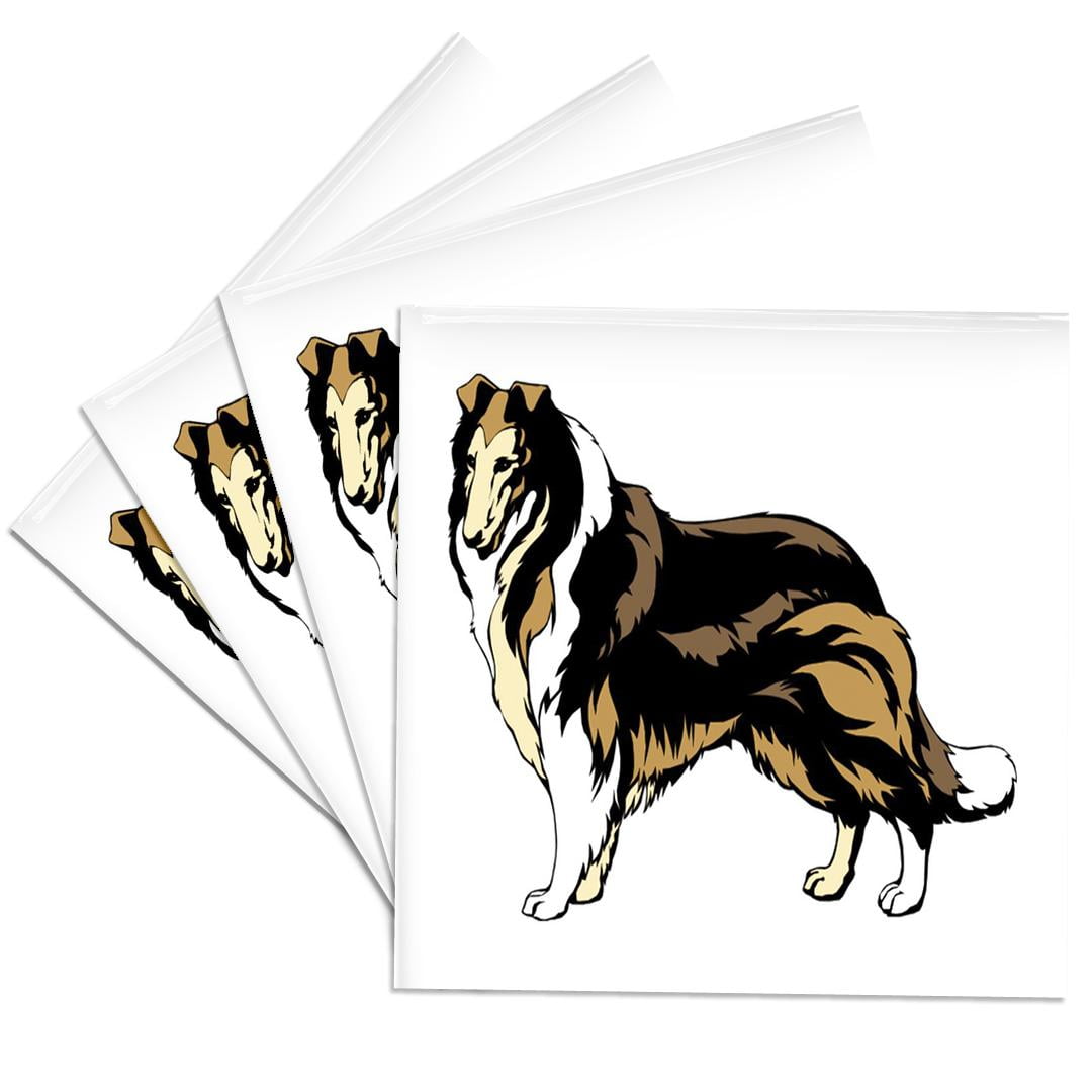 3drose, Cartoon Collie Dog, Set of 4 Ceramic Tile Coasters - Walmart.com