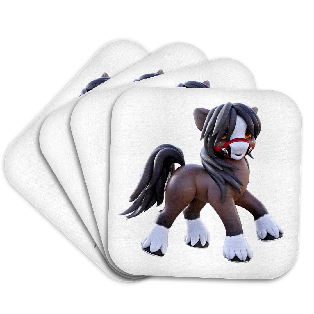3drose, Cartoon Horse Running Left, Set of 4 Coasters - Cork - Walmart.com
