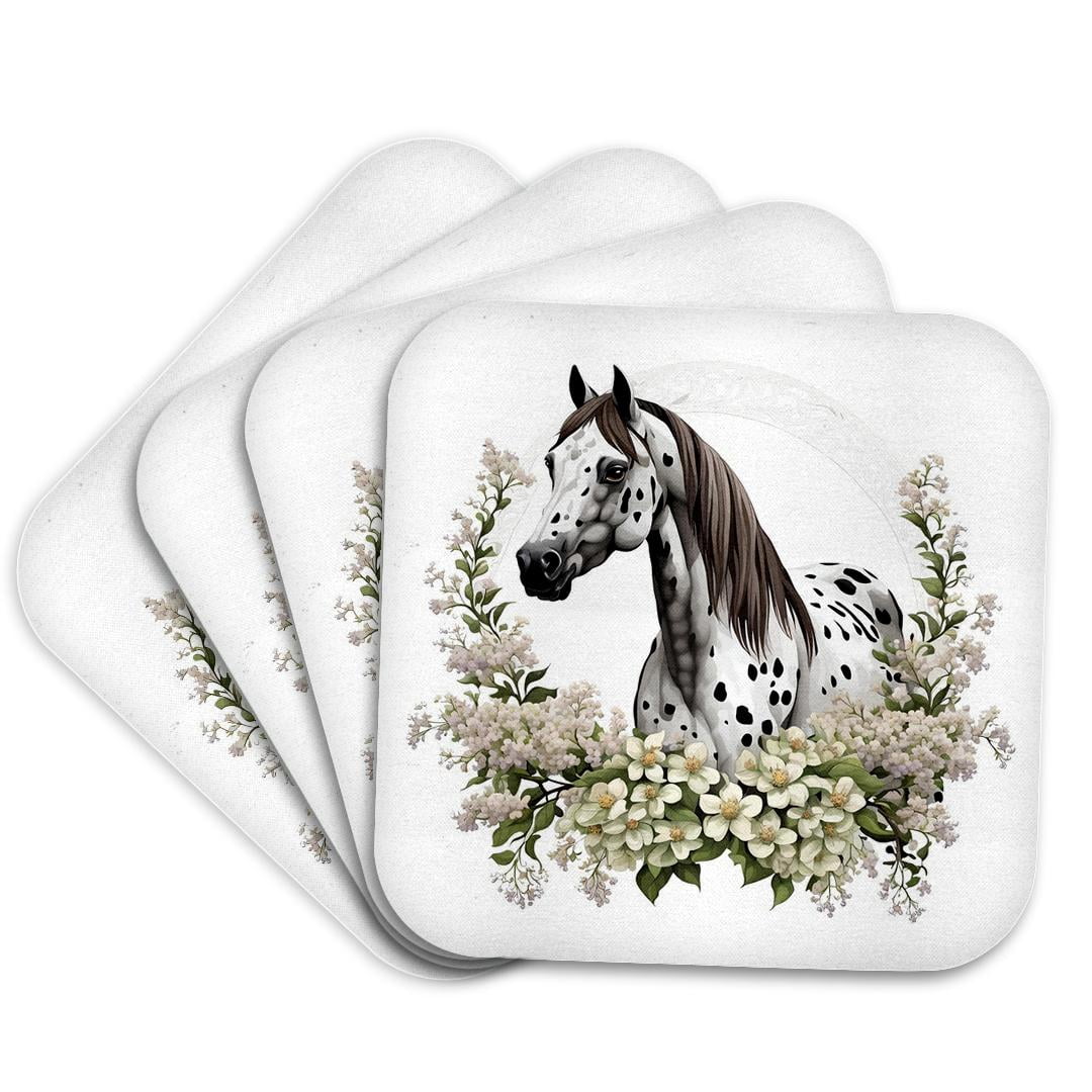 3drose, Cartoon Tattoo Art of Appaloosa with Border of Syringa Flowers ...