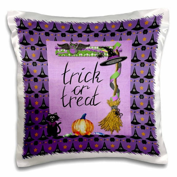 3drose, Cat, Bat, Broom, Hat, Pot, and Pumpkin, Black, Purple, Orange ...