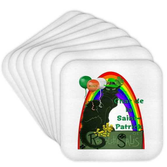 3drose, Chat De La St Patrick De Rodolphe Salis Fun, Set of 8 Coasters ...