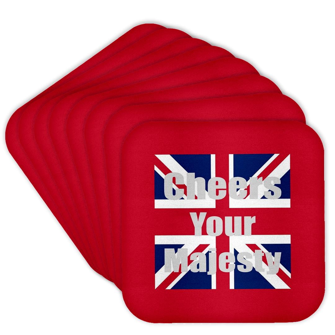 3drose, Cheers, Your Majesty with Union Jack Background, Set of 8 ...