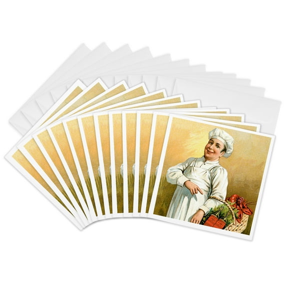 3drose, Chef with Fresh Produce, 12 Greeting Cards with Envelopes ...