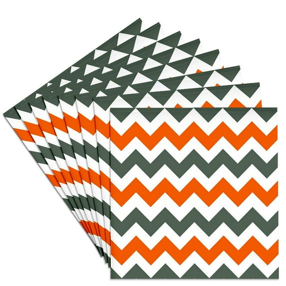 3drose, Chevron Pattern in Russet Orange Grey and White, Set of 8 ...