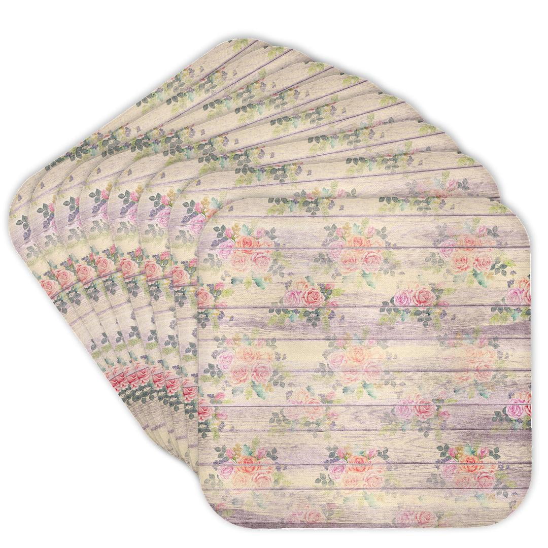 3drose, Chic Pink and Blue Roses on a Printed Faux Pink Wood Pattern ...