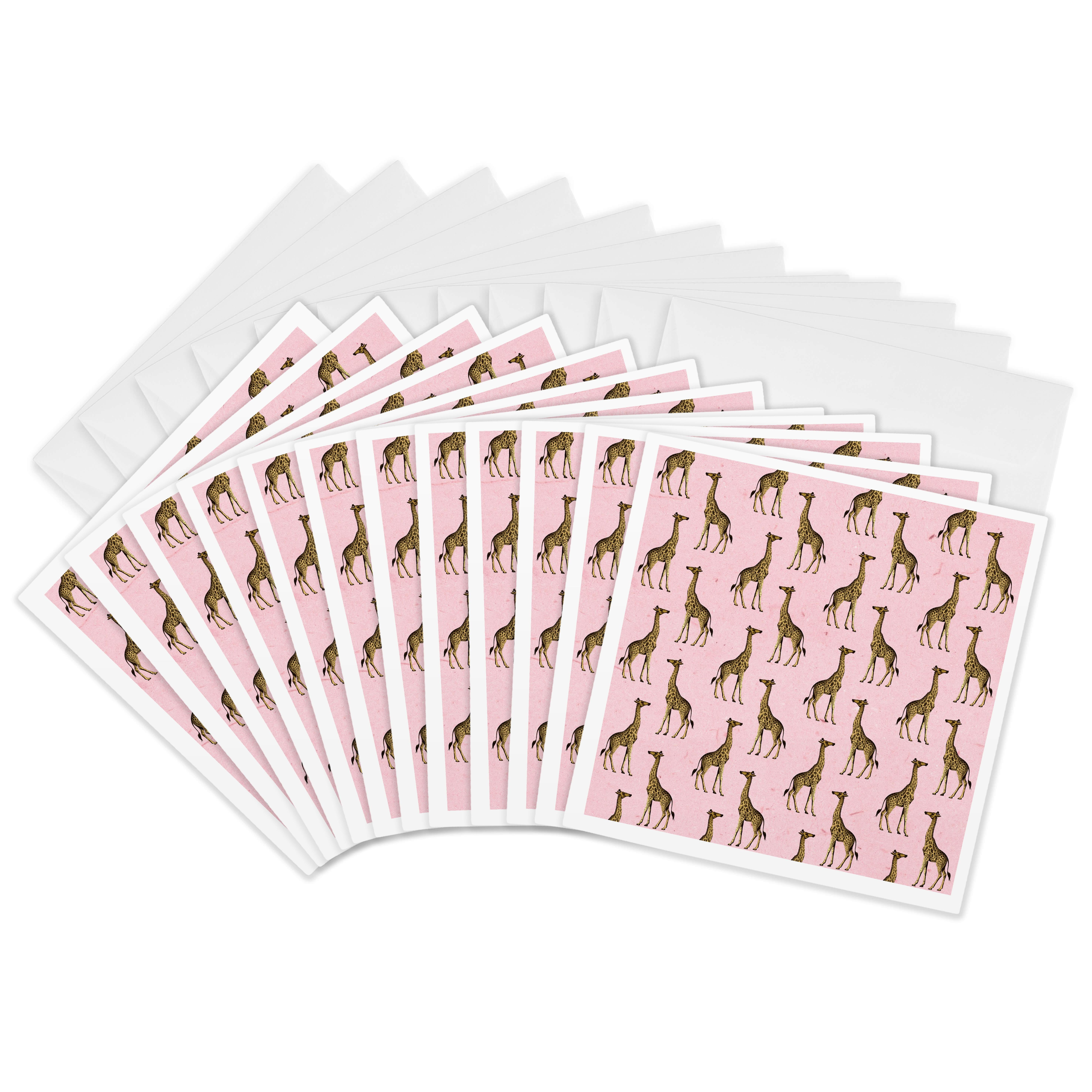 3drose, Chic Pink and Image of Gold Giraffe Pattern, 12 Greeting Cards ...