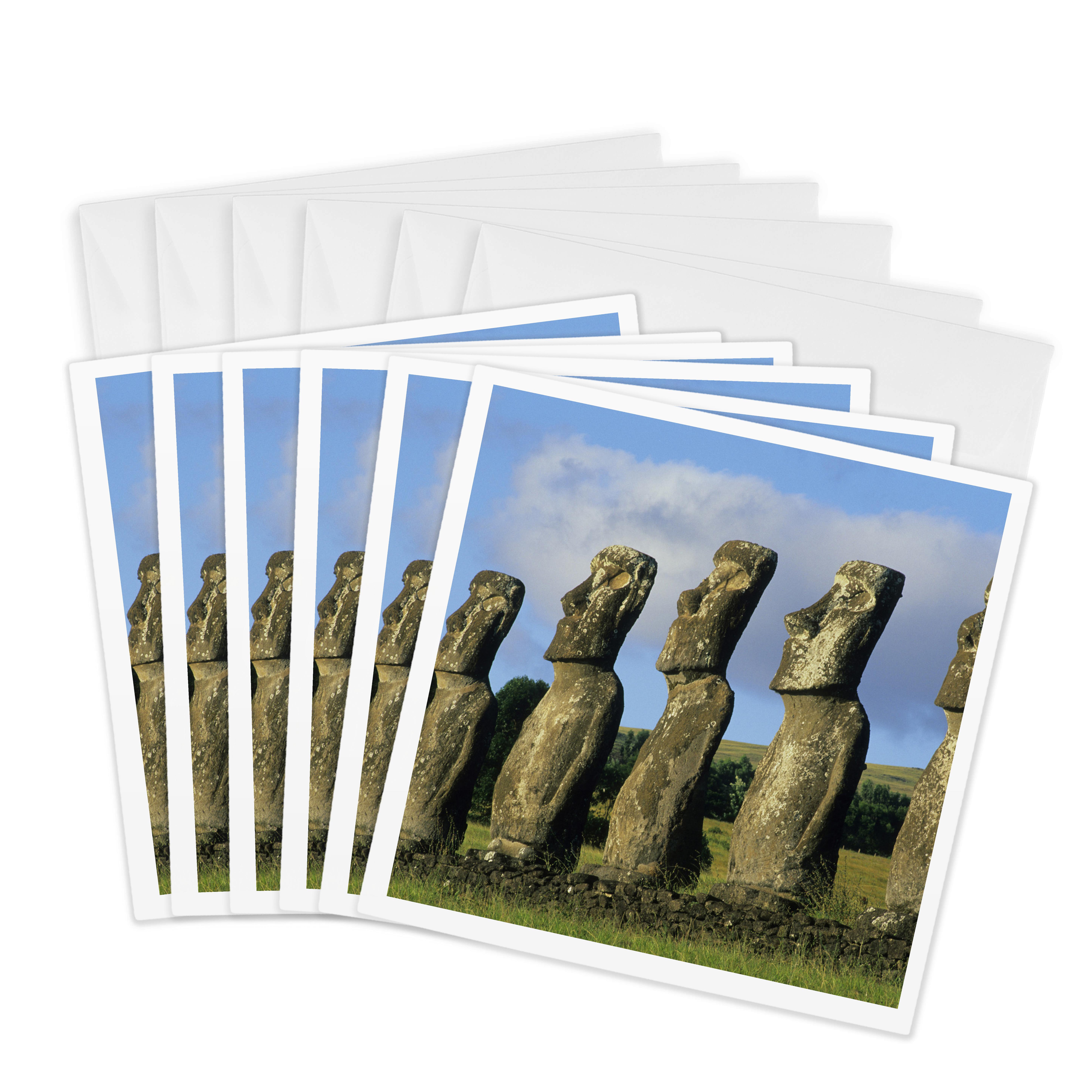3drose, Chile, Easter Island, Ahu Akivi, Giant Moai - Sa05 Ksc0003 ...
