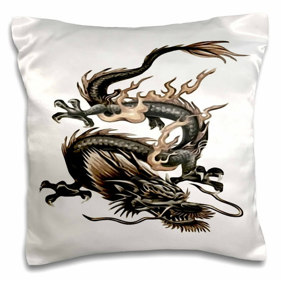 3drose, Chinese Dragon in Grey and Gold Colors Isolated on White, 16x16 ...
