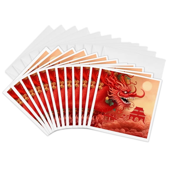 3drose, Dragon. Chinese New Year, 12 Greeting Cards with Envelopes ...