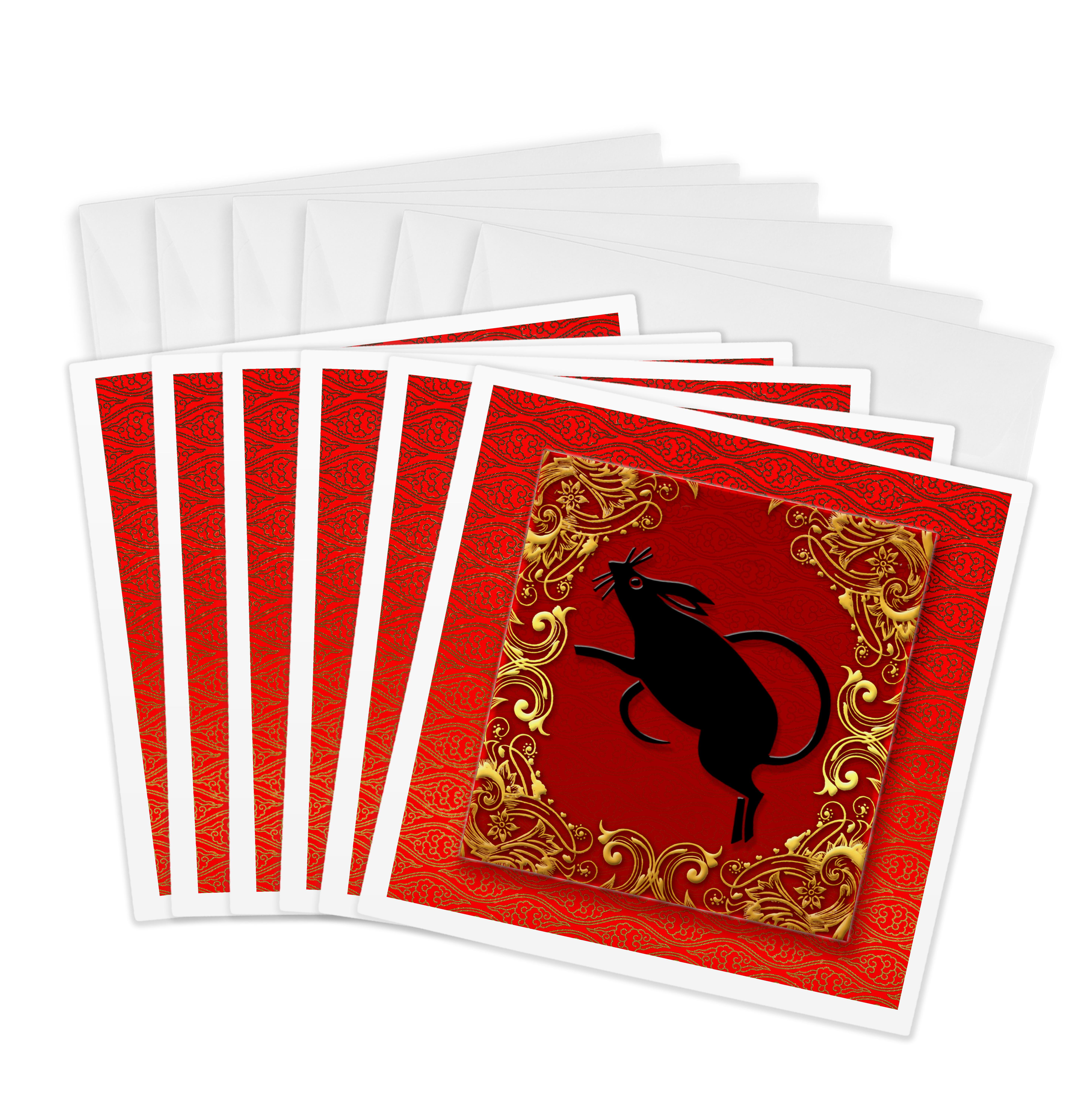 3drose, Chinese Zodiac Year of the Rat Chinese New Year Red, Gold and ...