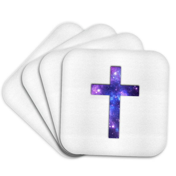 3drose, Christian Cross with Purple and Blue Outer Space Star Galaxy ...