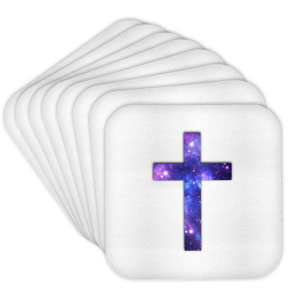 3drose, Christian Cross with Purple and Blue Outer Space Star Galaxy ...