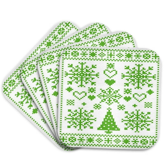 3drose, Christmas Cross Stitch Embroidery Sampler Green Design, Set of ...