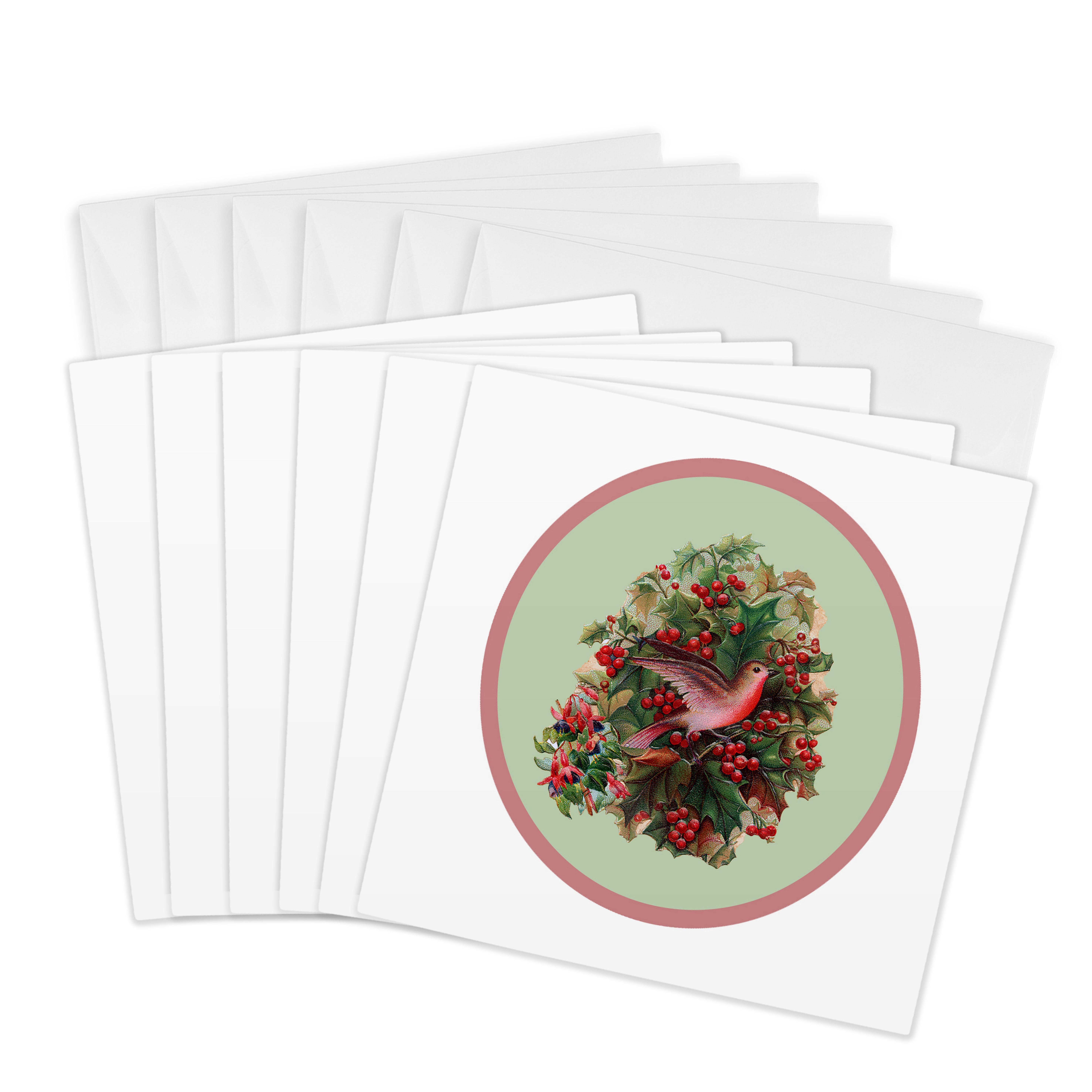 3drose, Christmas Dove with Holly and Pink and Purple Fuchsia in Pink ...