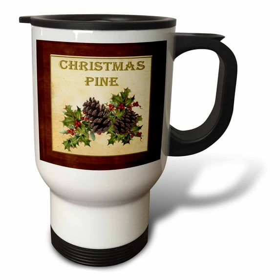 3drose, Christmas Pine, Word, Pine Cone, Holly, Red, Brown, Green, 14oz ...