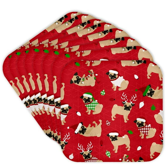 3drose, Christmas Pugs Pattern, Set of 8 Coasters - Soft - Walmart.com