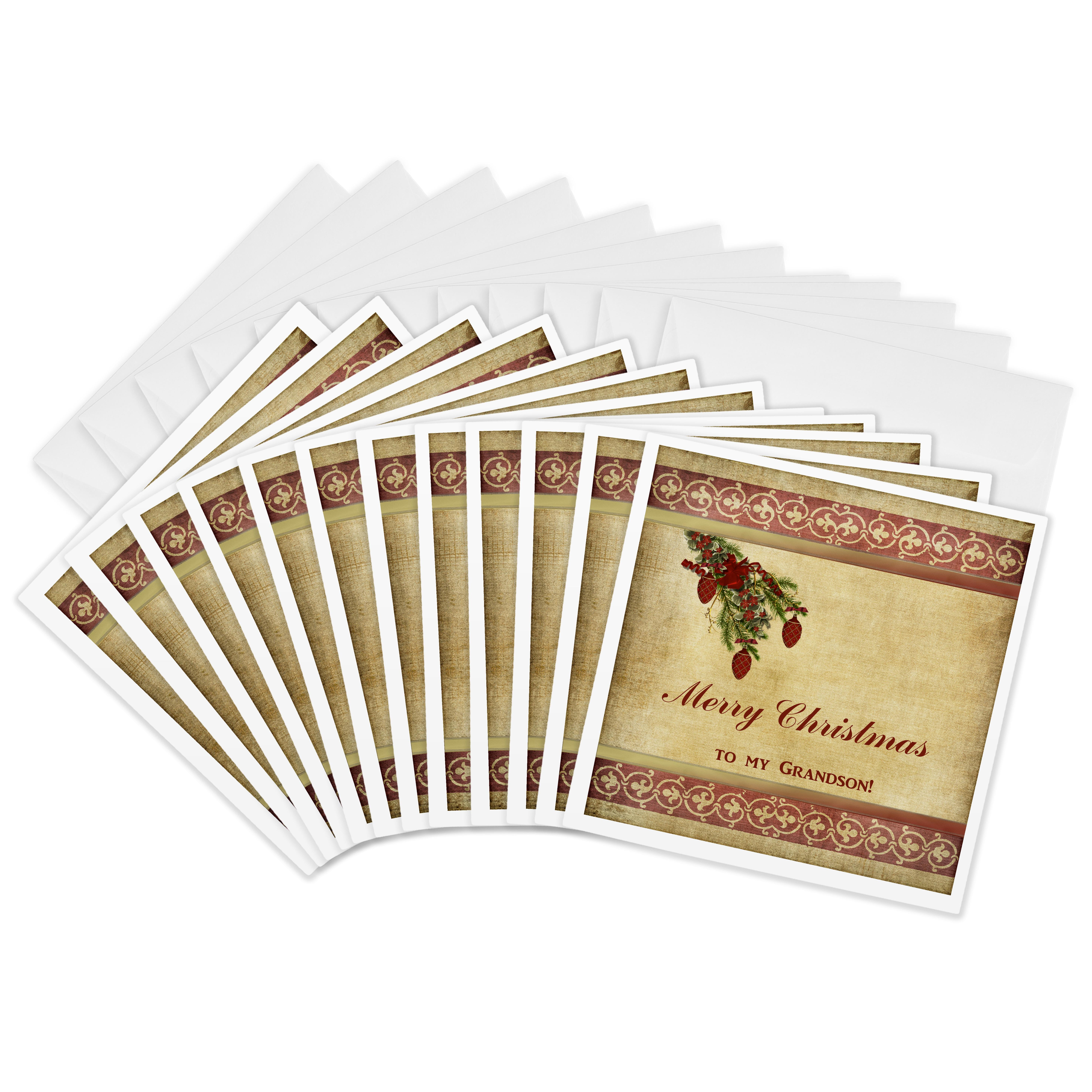 3drose, Christmas Tree Decorated Branch with Red Ornaments, Flowers ...