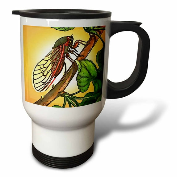 3drose, Cicada Insect Black Outline Art, 14oz Stainless Steel Travel ...