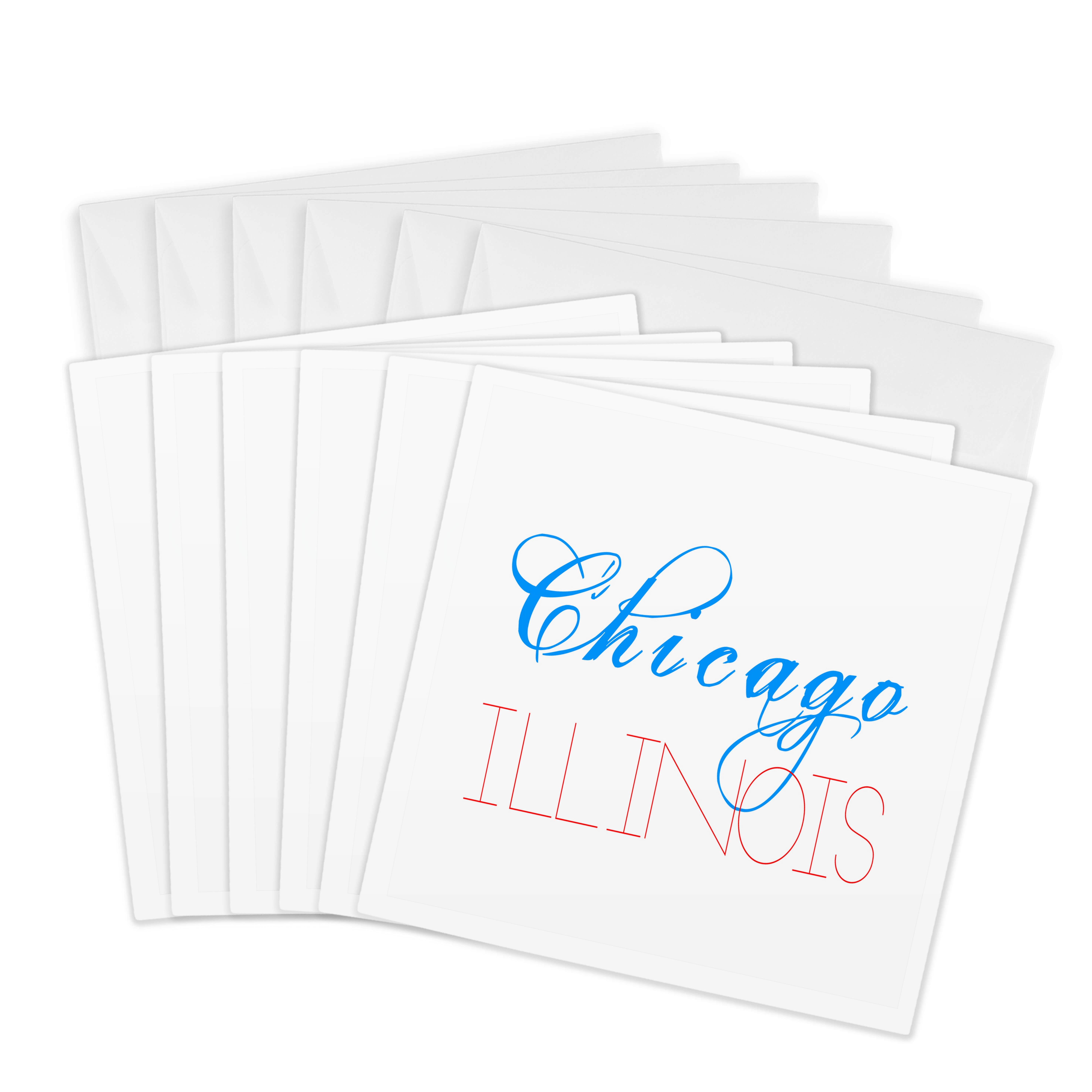 3drose, Cities of the World - Chicago, Illinois Red and Blue on White ...