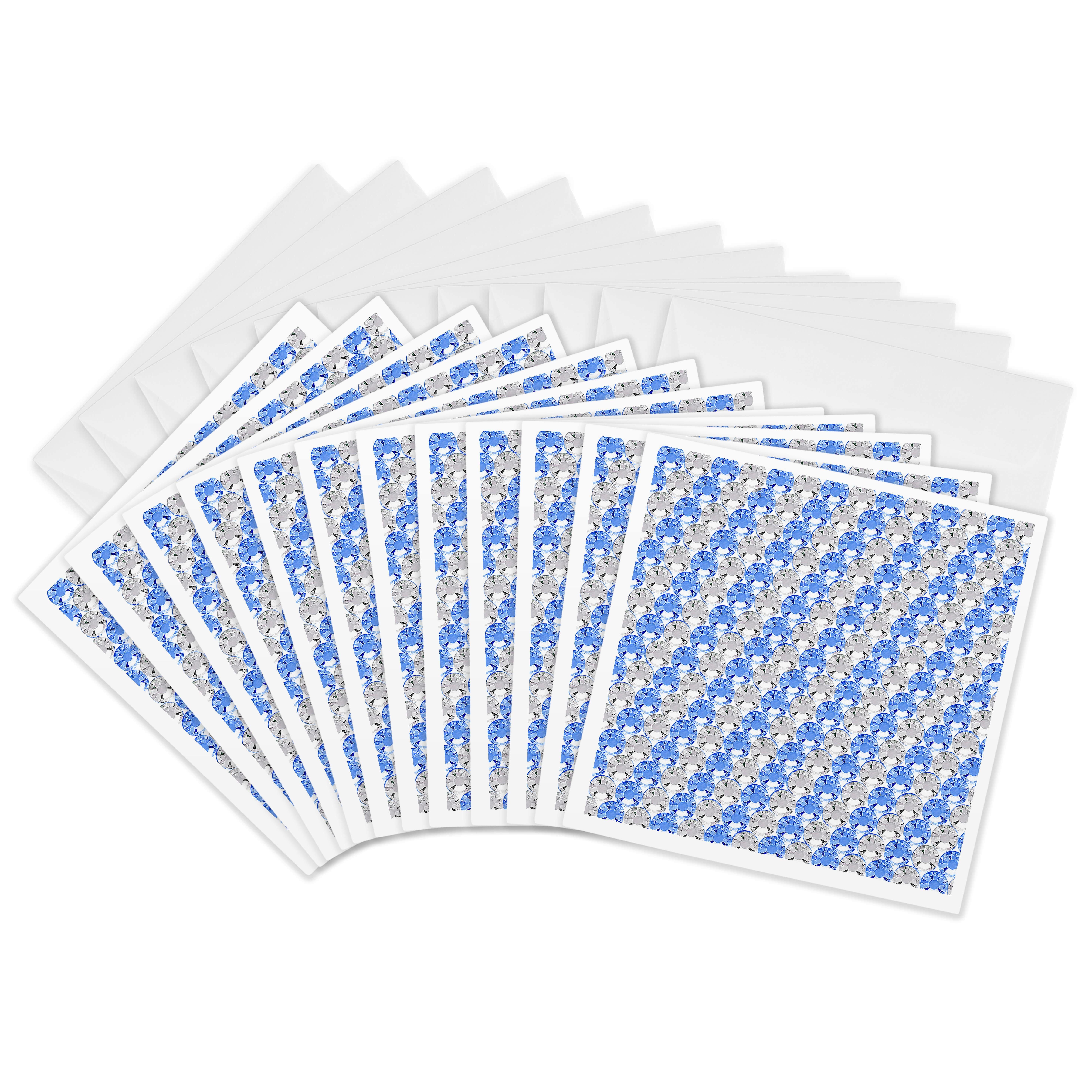 3drose, Clear and Blue Stripe Rhinestone Gem Print, 12 Greeting Cards ...