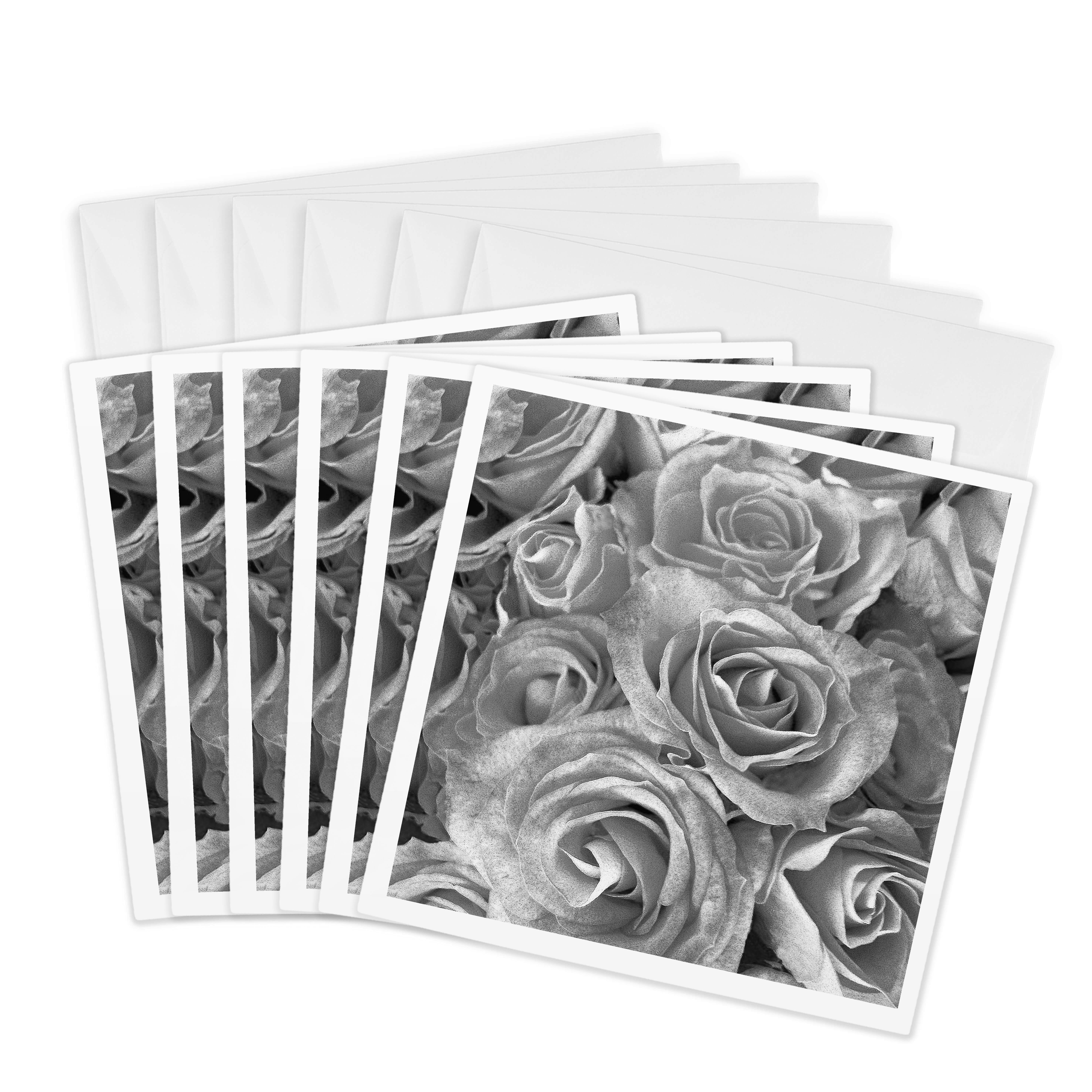 3drose, Close up Scene of Dreamy Soft Silver Gray Roses, 6 Greeting ...