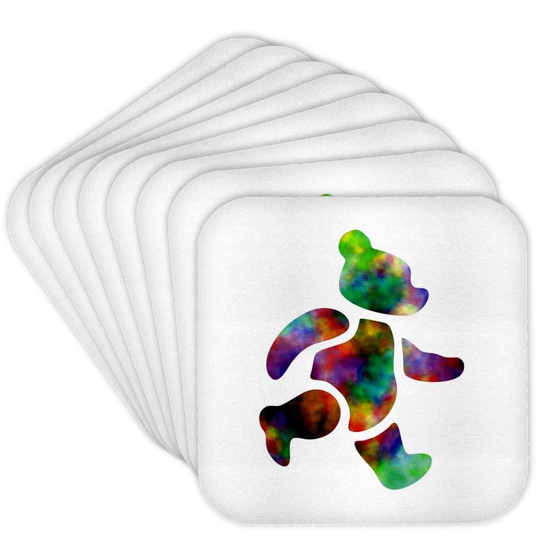 3drose, Cloudy Rainbow Colored Teddy Bear, Set of 8 Coasters - Soft ...