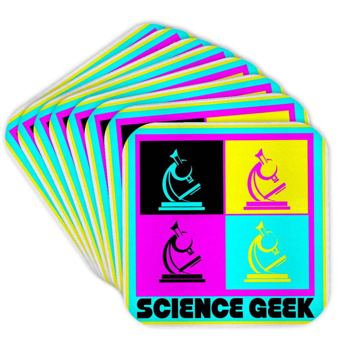 3drose, Cmyk Pop Art Microscope Science Geek Design Cartoon, Set of 8 ...
