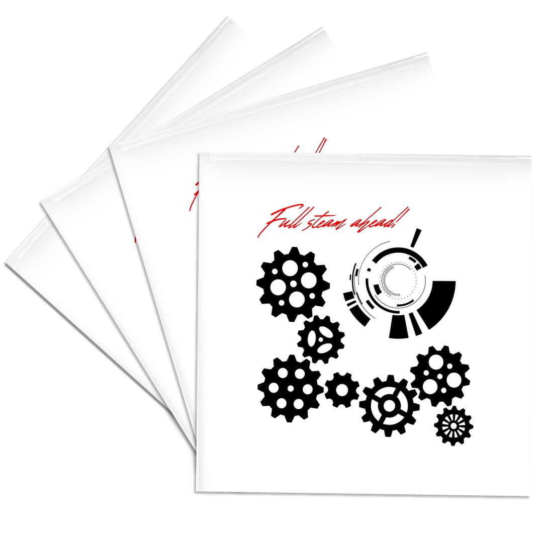 3drose, Cogs and an Abstract Shape. Red Text Full Steam Ahead on White ...