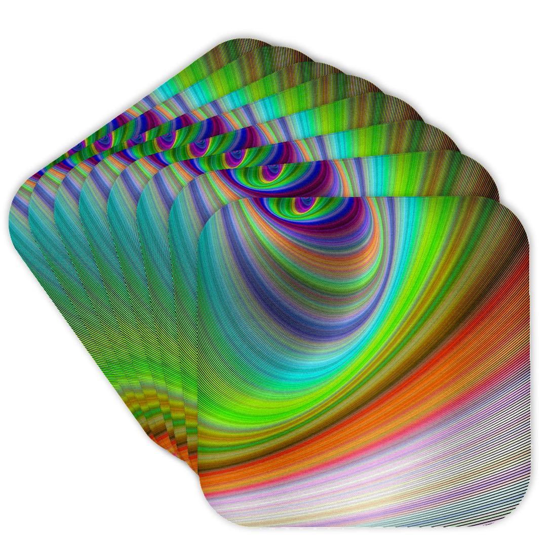 3drose, Color Illusion - Colorful Abstract Fractal Sky Design, Set of 8 ...