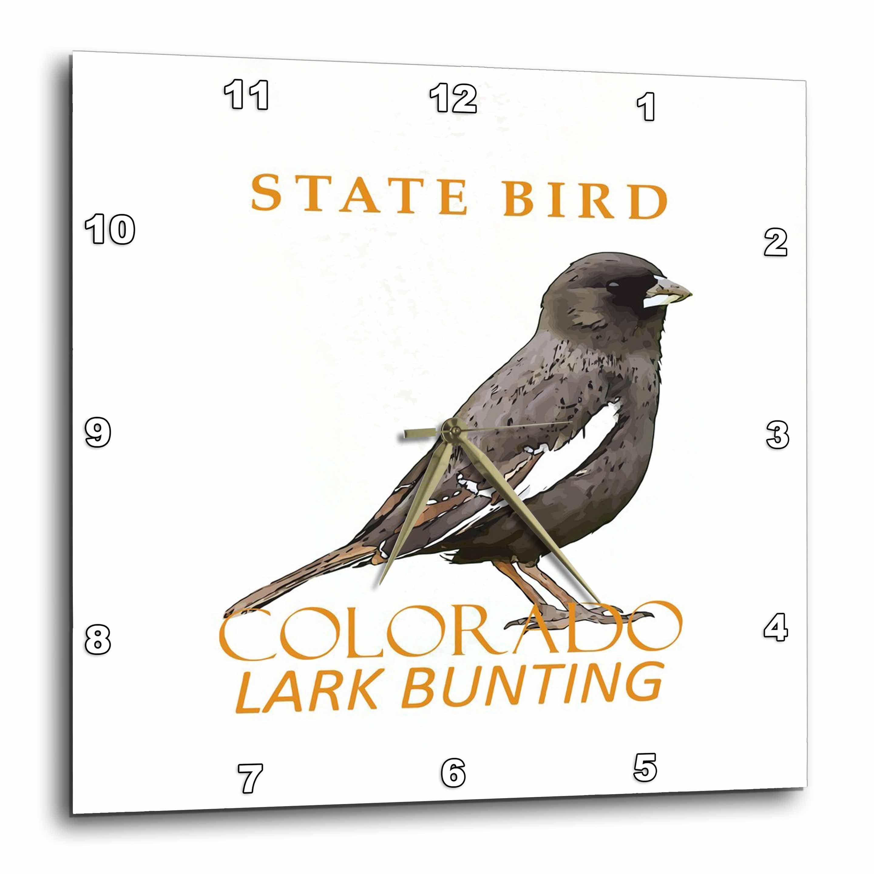 3drose, Colorado Territory Bird the Lark Bunting, 10x10 Wall Clock ...