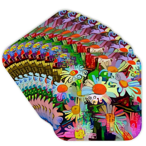 3drose, Colorful Artistic Pattern of Daisy Flowers and Abstract ...