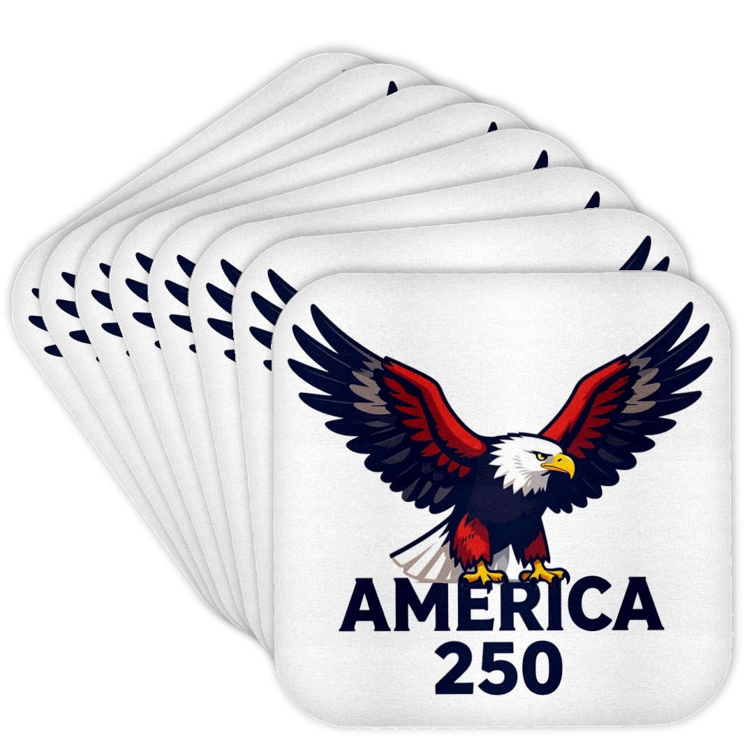 3drose, Colorful Bald Eagle Perches on the America 250 Text. Patriotic ...
